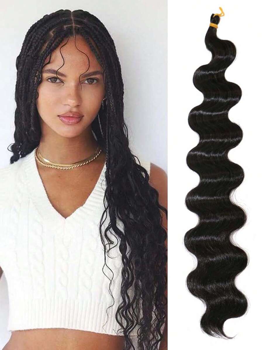 1 Pack Body Wave Braiding Hair 24 Inch Pre-Feathered Bouncy French Curl ...