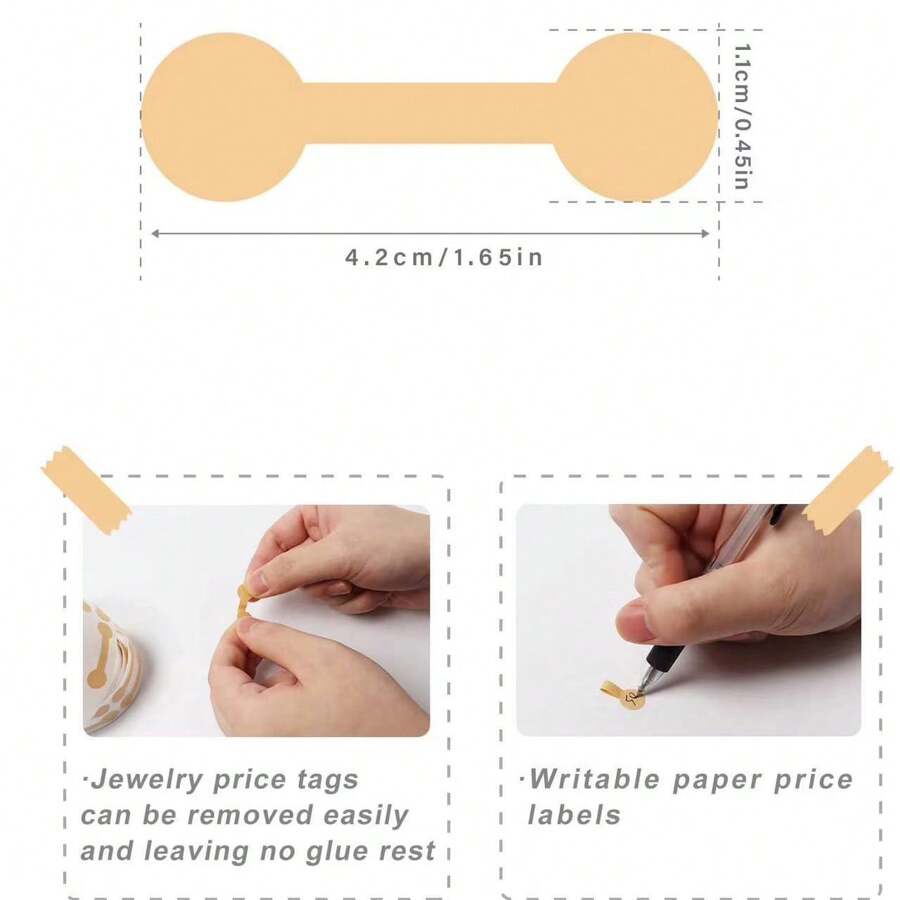 500pcs/Roll New Brown & White Price Tag Stickers Jewelry Round Barbell ...