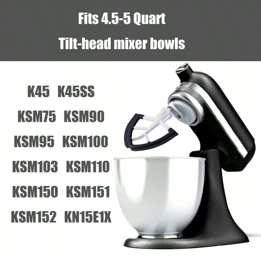 1pc, 4.5-5QT Plate Mixer Blade With Flexible Silicone Edge Scraper ...