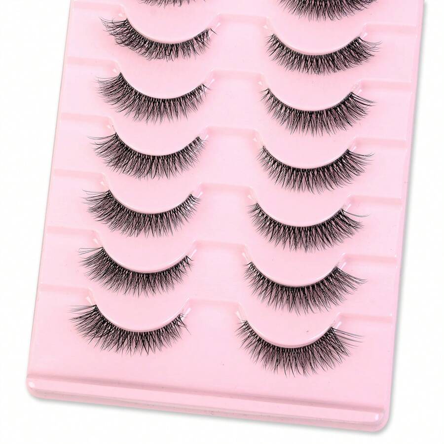10 Pairs Of Complete False Eyelashes With Transparent Stems, 10mm ...