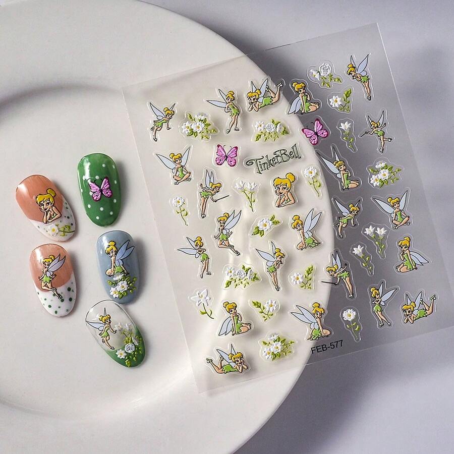 1Pc 5D Embossed Nails Art Fantasy Fairy Tale Forest Flower Cute Cartoon ...