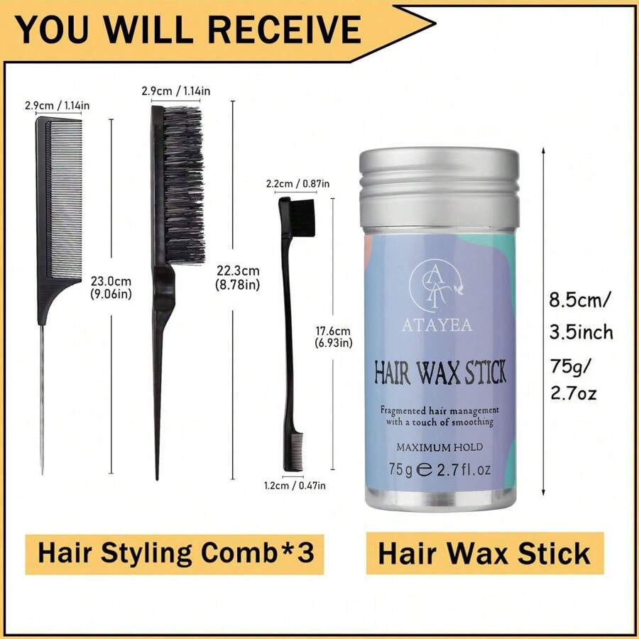 4 Pieces Black Hair Styling Comb Set Teasing Hair Brush Rat Tail Comb ...