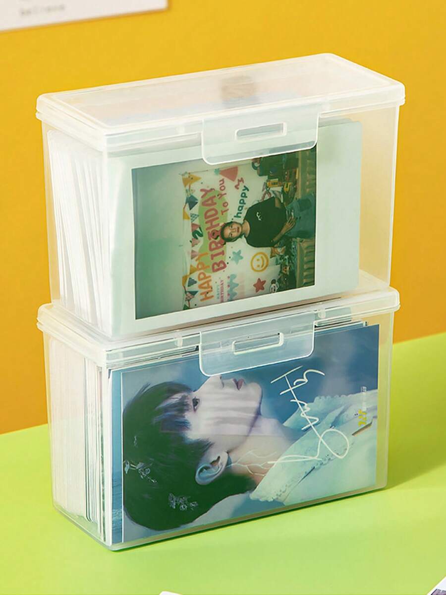 Set Of 3 Clear Flip-Top Postcard Storage Boxes For Star Cards, Stickers ...