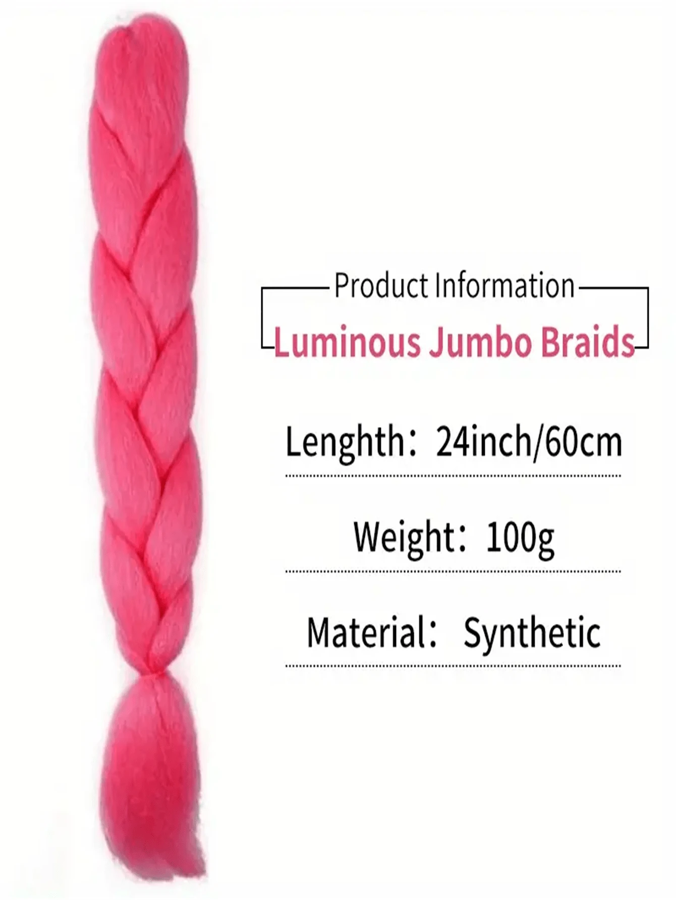 1pc 24 Inches Synthetic Luminous Jumbo Braids Hair Neon Glowing ...