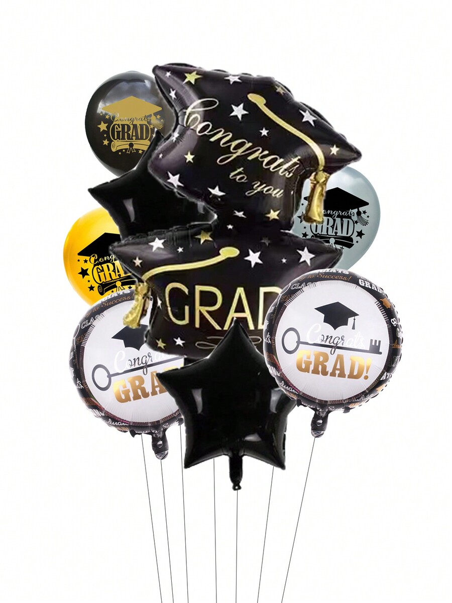 8pcs Grad Doctoral Cap Balloons Set Regalia Cap Latex Balloon Prom 2024 ...
