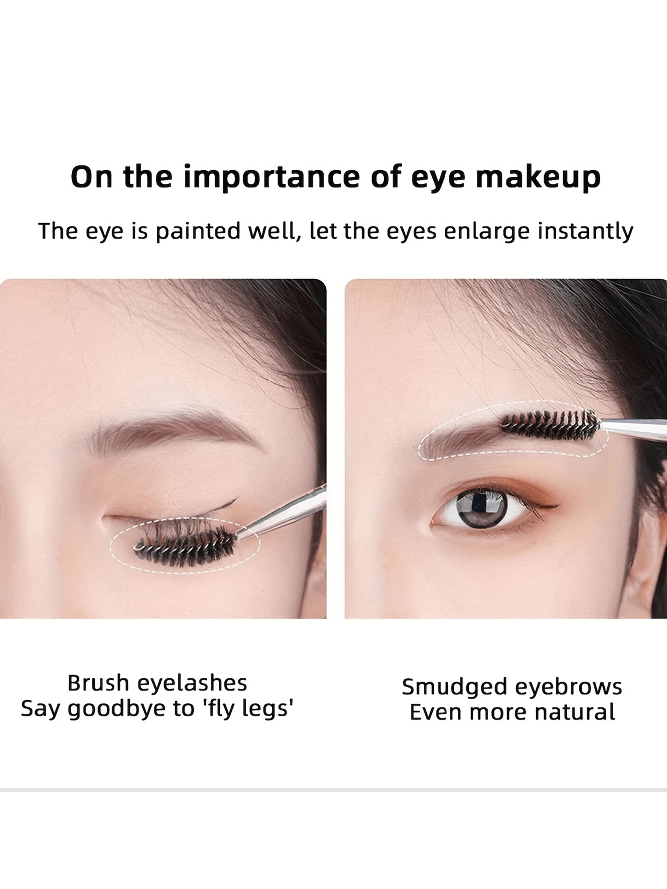 1pc Double-Ended Spiral Eyebrow Brush & Slant Flat Eyelash Brush Makeup ...