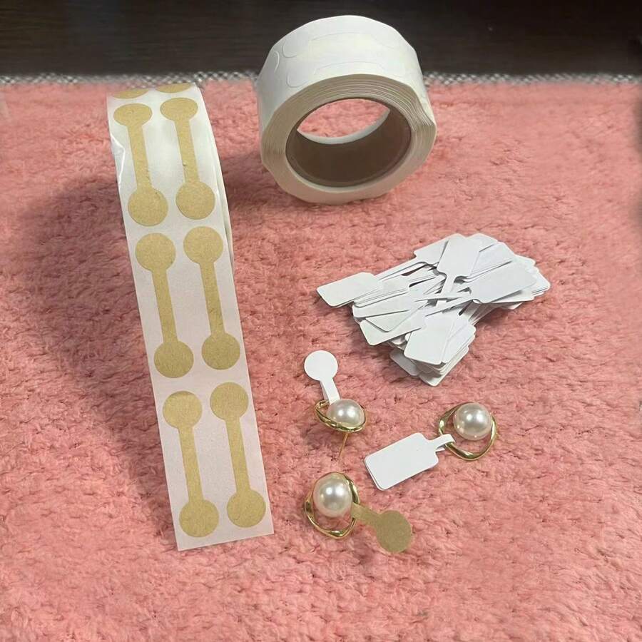 500pcs/Roll New Brown & White Price Tag Stickers Jewelry Round Barbell ...