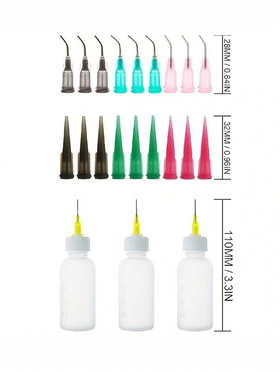 Precision Needle Tip Glue Applicator Bottle With Bent Needle Tip And