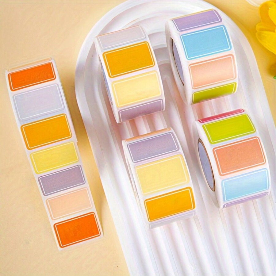 500pcs/Roll Waterproof Self-Adhesive Colorful Labels Stickers, Blank ...
