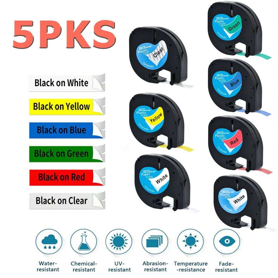 5pcs 12267 91200 91201 Ompatible For Dymo LetraTag LT-100H LT-100T ...