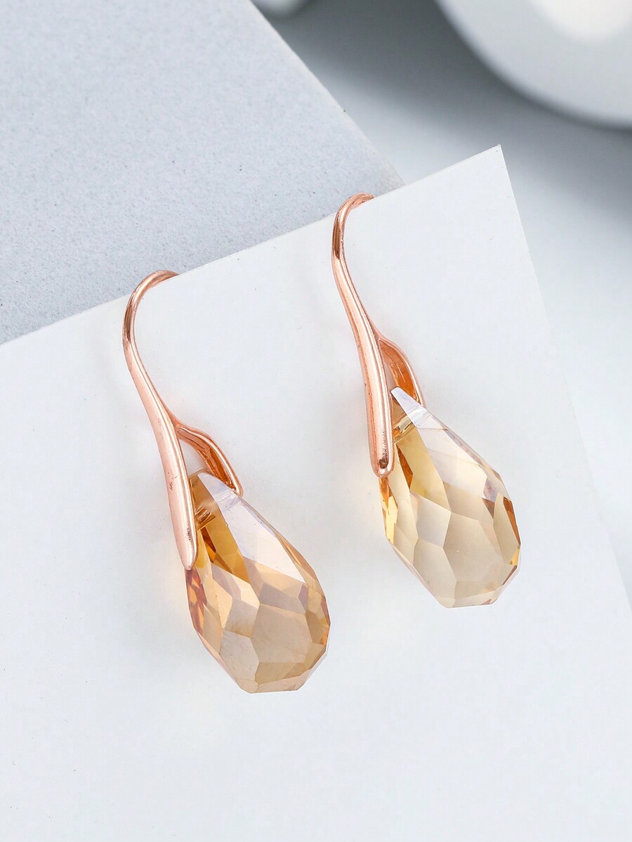 1Pair Elegant Colorful Crystal Earring For Women Bridal Wedding Drop ...