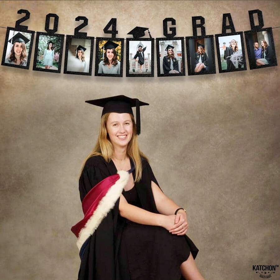 Black Graduation Picture Banner 2024-Graduation Banner, Felt Graduation ...