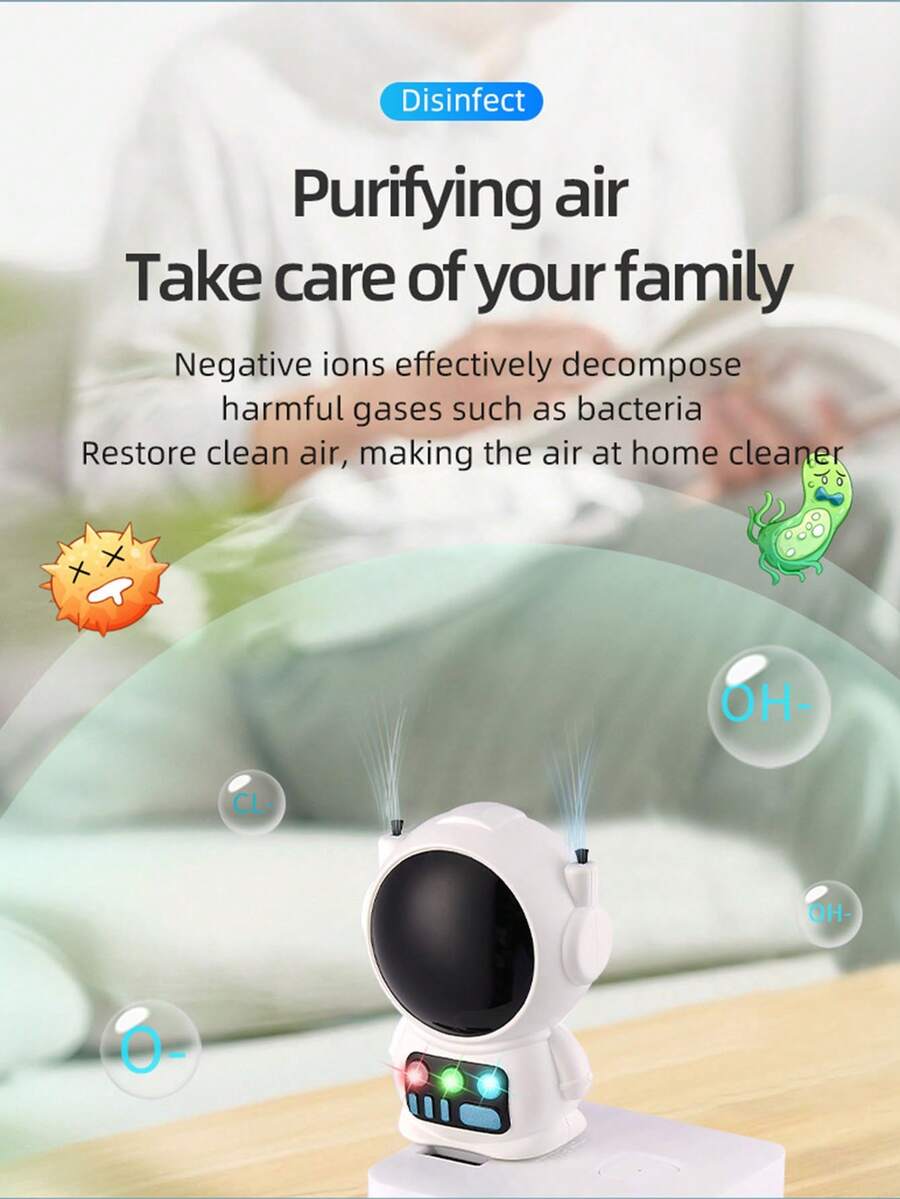 A USB Plug-In White Spaceman Air Purifier, A Negative Ion Oxygen Bar ...