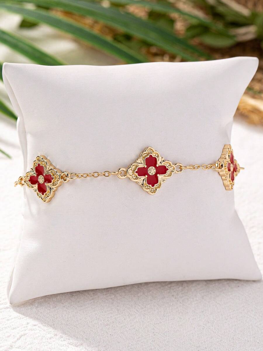1pc Summer Cool & Luxurious Four Leaf Clover Beaded Bracelet Women ...