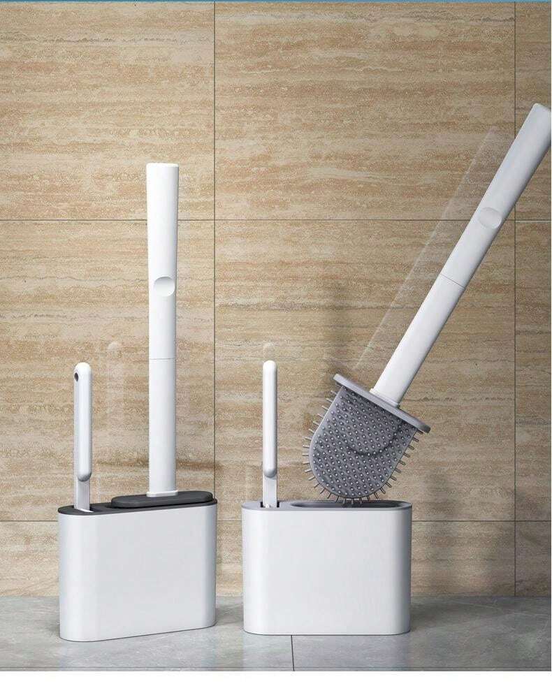 Household Wall-Mounted Silicon Toilet Brush Set, All-Angle Cleaning ...