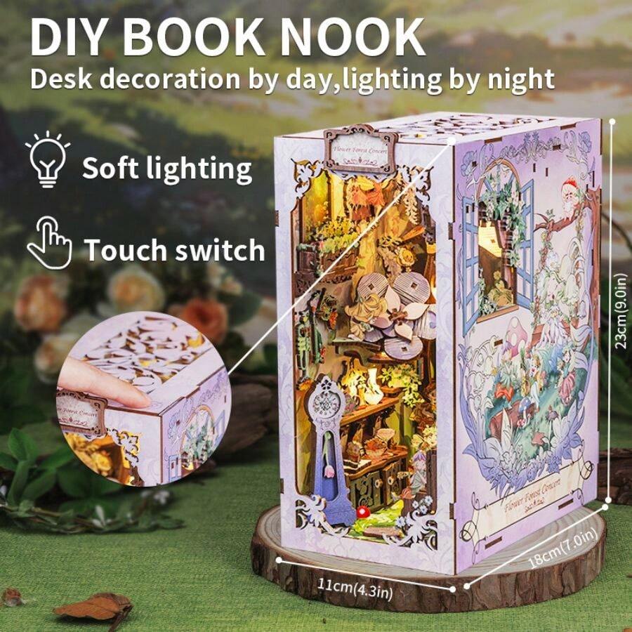 DIY Book Nook Miniature Kit Booknook Bookshelf Insert With LED Light ...