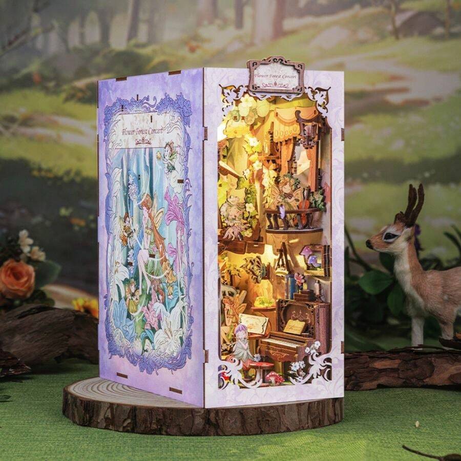 DIY Book Nook Miniature Kit Booknook Bookshelf Insert With LED Light ...