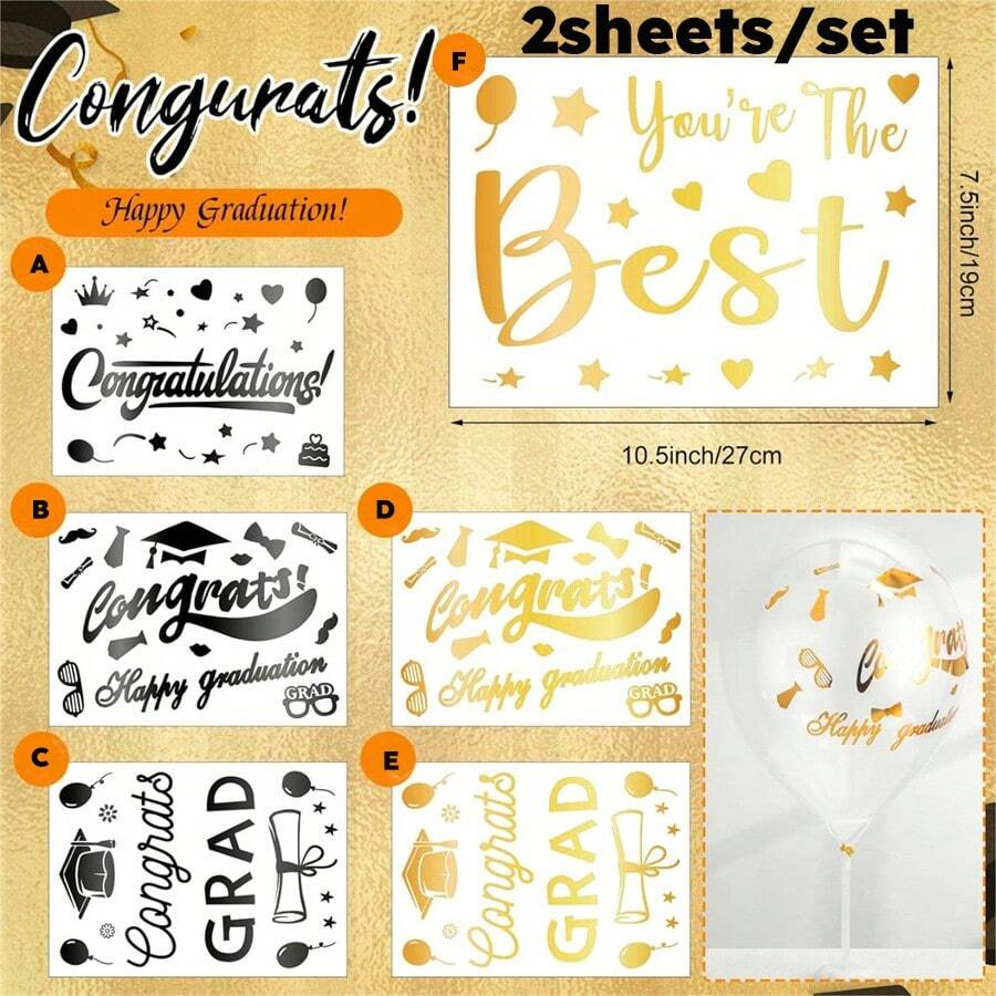 2sheets Happy Graduation Balloons Stickers 2024 Congratulation Stickers ...