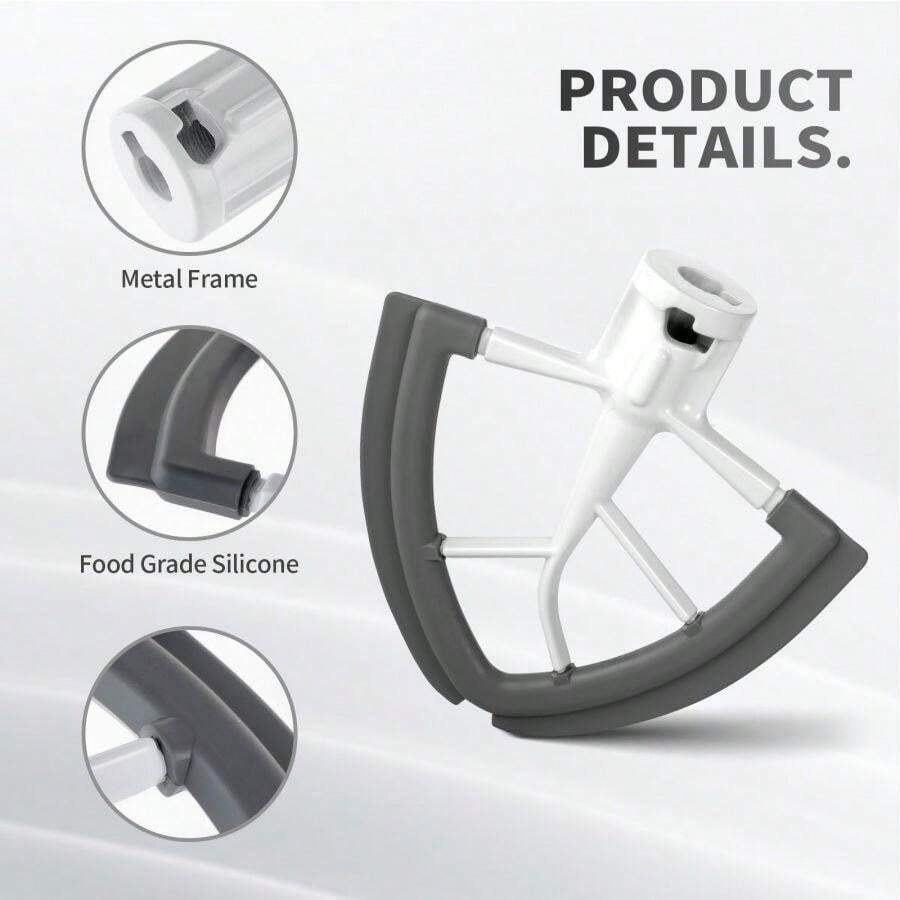 1pc, 4.5-5QT Plate Mixer Blade With Flexible Silicone Edge Scraper ...