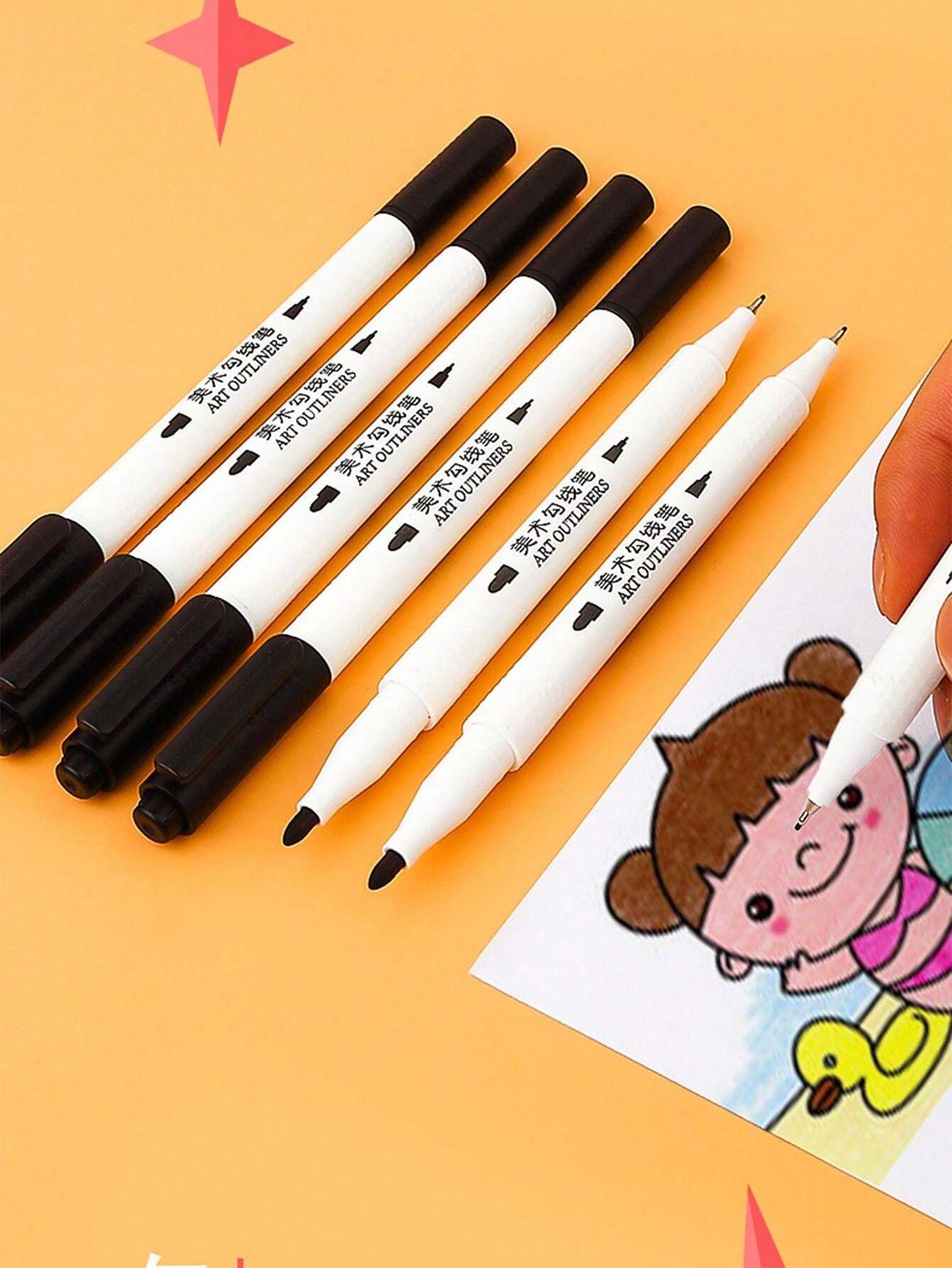 Dual-Tip Sketch Pen, Student Drawing And Tracing Pen, Outline Markers ...