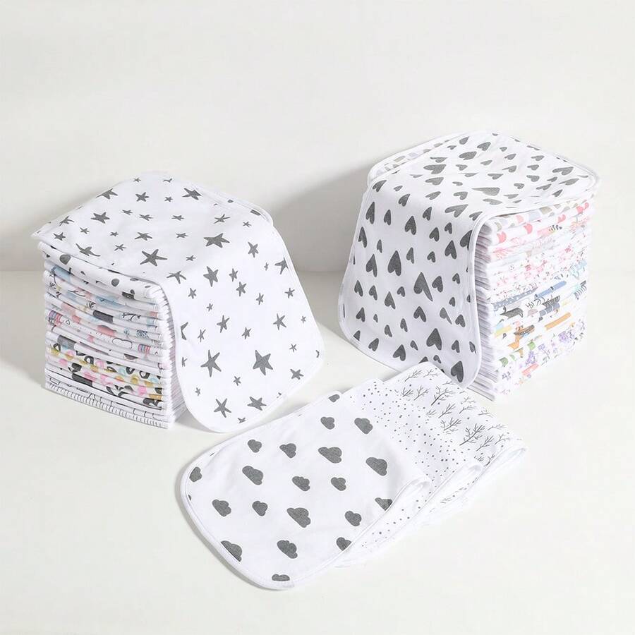5pcs/Set Baby Girls' Patterned Burp Cloths And Spit-Up Towels | SHEIN ...