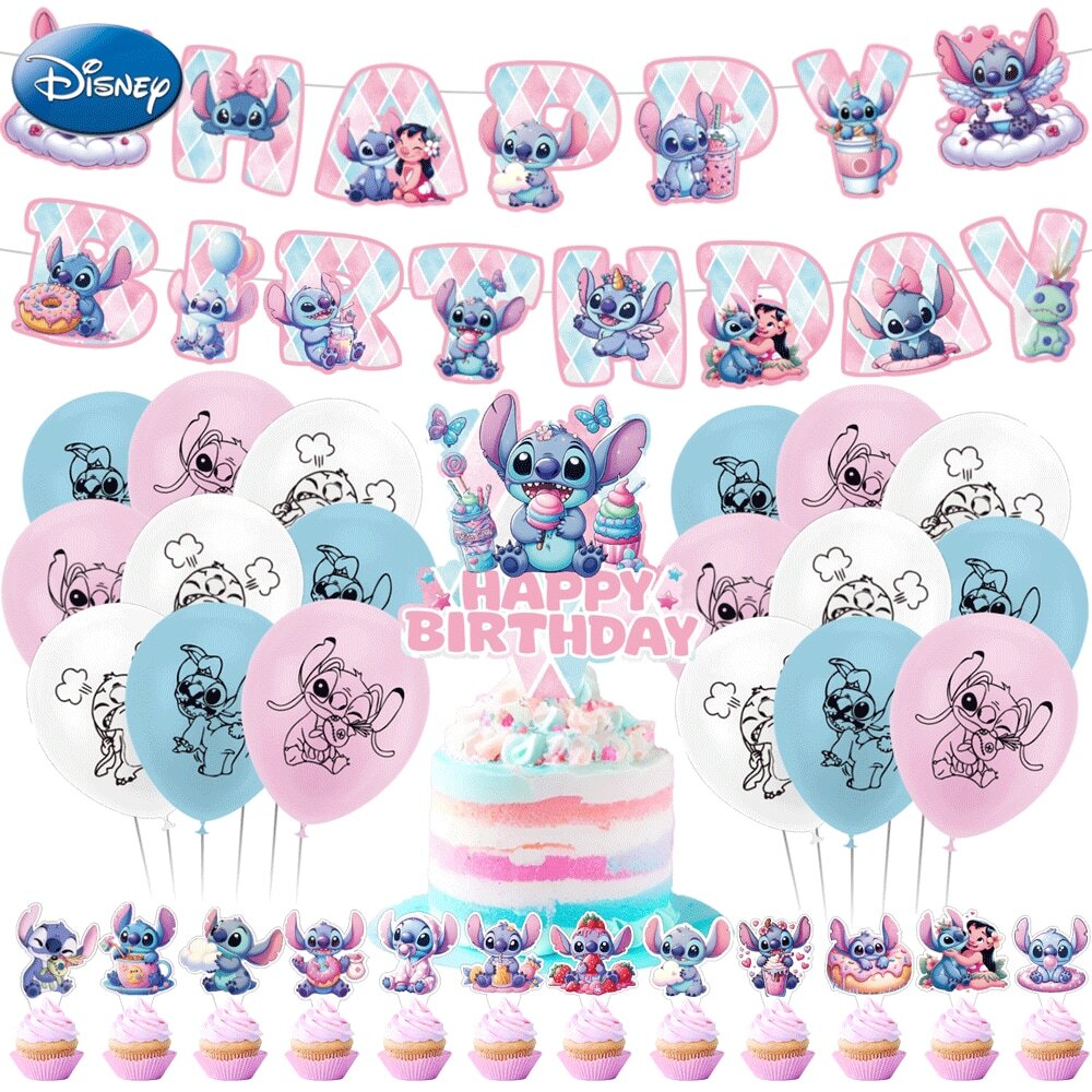 12 ชิ้น ลิขสิทธิ์อย่างเป็นทางการของ Disney ชุดบอลลูน Stitch Macaron สี ...