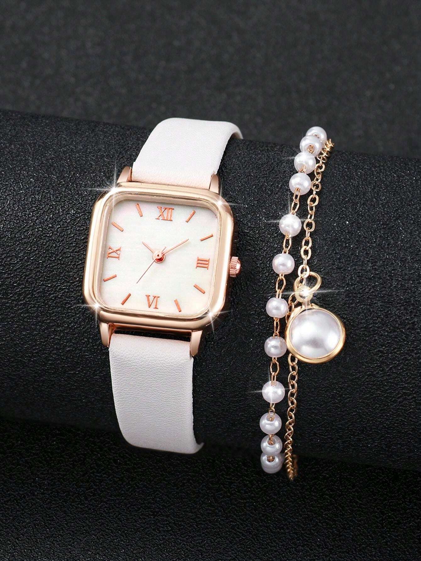 Femmes Sangle Mode Simple Cadran Carré Échelle Romaine Montre en Quartz ...