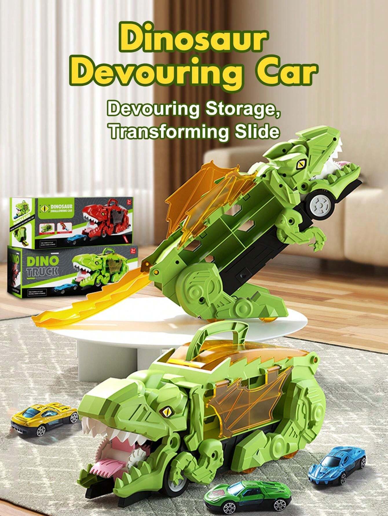 Transforming Dinosaur Devouring Car, Dual Transformation Mode ...