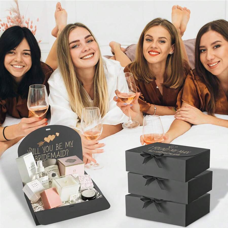 10Packs Gift Boxes with Lids,bridesmaid proposal boxes with Ribbon ...