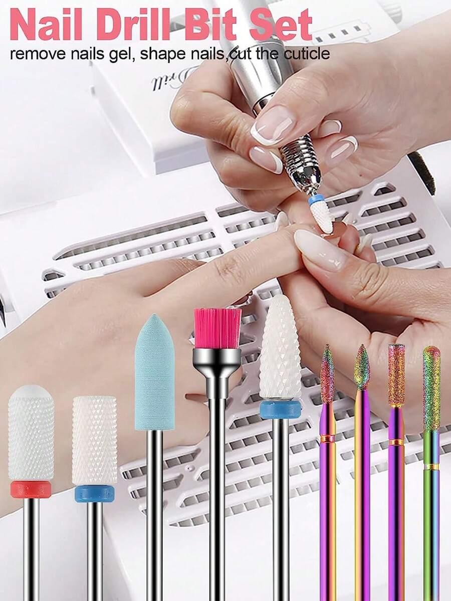 13 Pcs Professional Ceramic Nail Drill Bit Set With Box - Electric ...