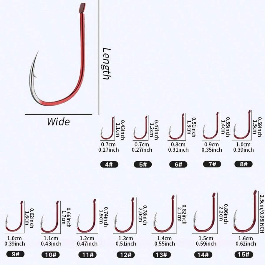50pcs/Pack Carbon Steel Barbed Asian Carp Fishing Hook With Strong ...