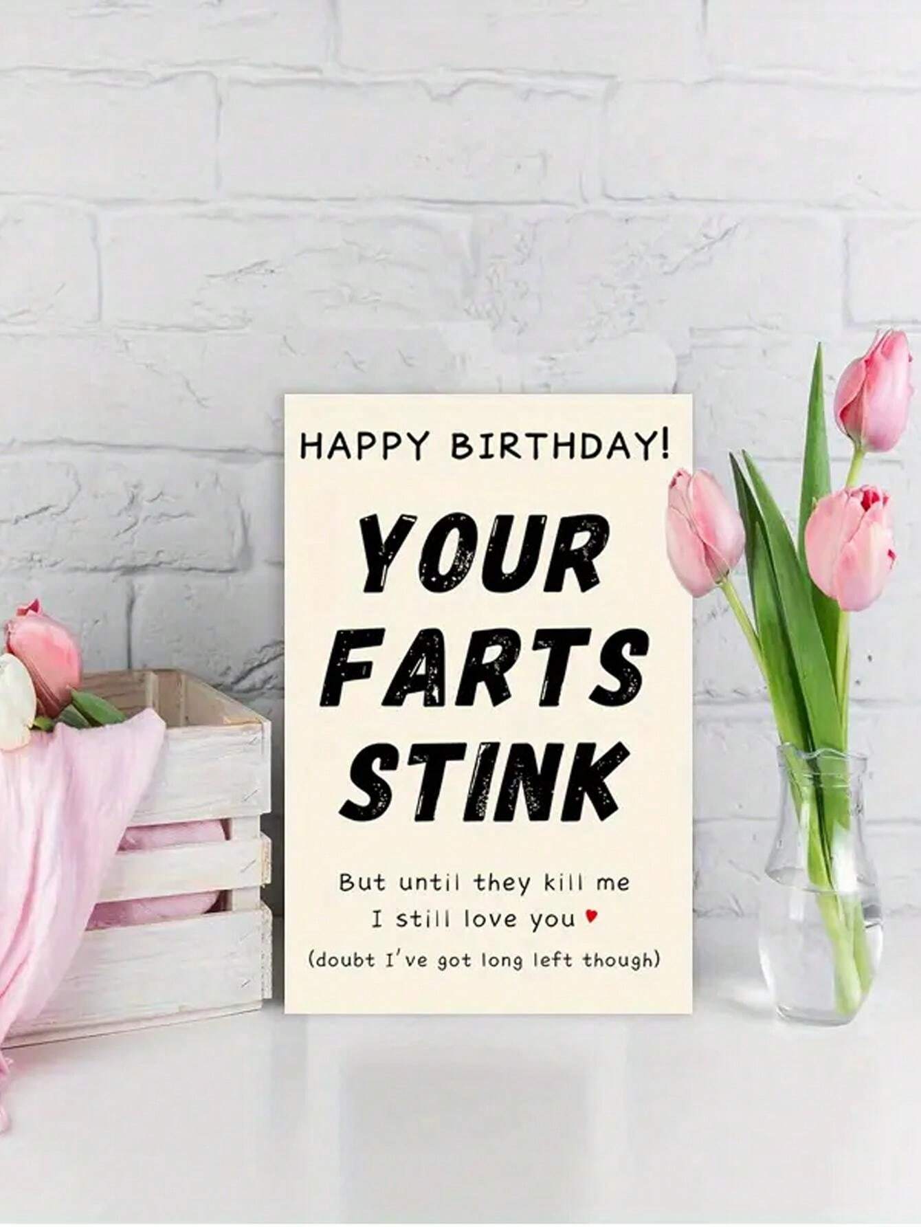 1pc "I Still Love You Before Being Stinky" Greeting Card, Humorous And ...