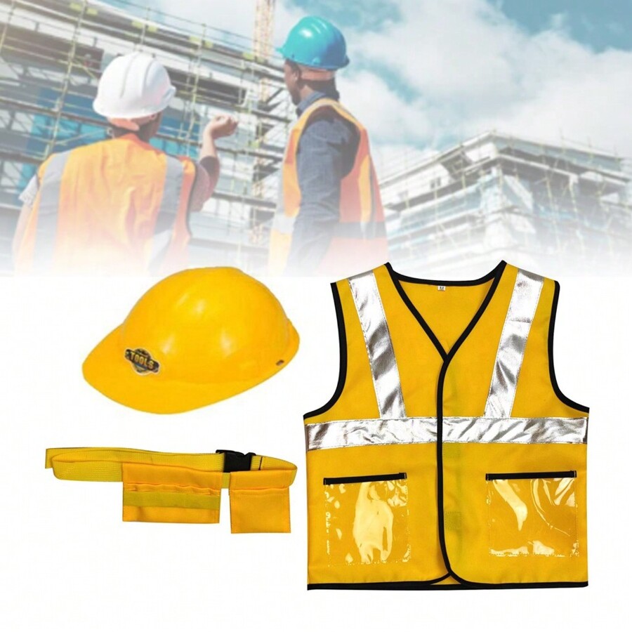 1 Construction Worker Costume And Engineering Dress Up Role Play Set ...