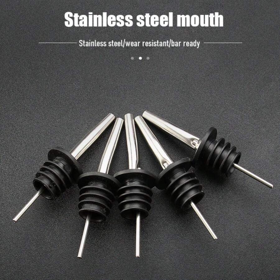 3 PCS Liquor Pourer Stainless Steel Spouts And Rubber Stopper Mixing ...