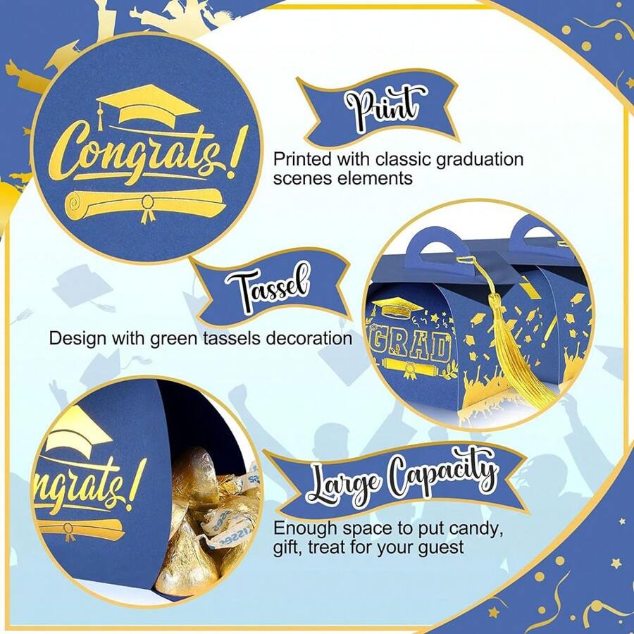 10 Pcs Graduation Cap Gift Boxes Graduation Congrats Grad Candy Boxes ...