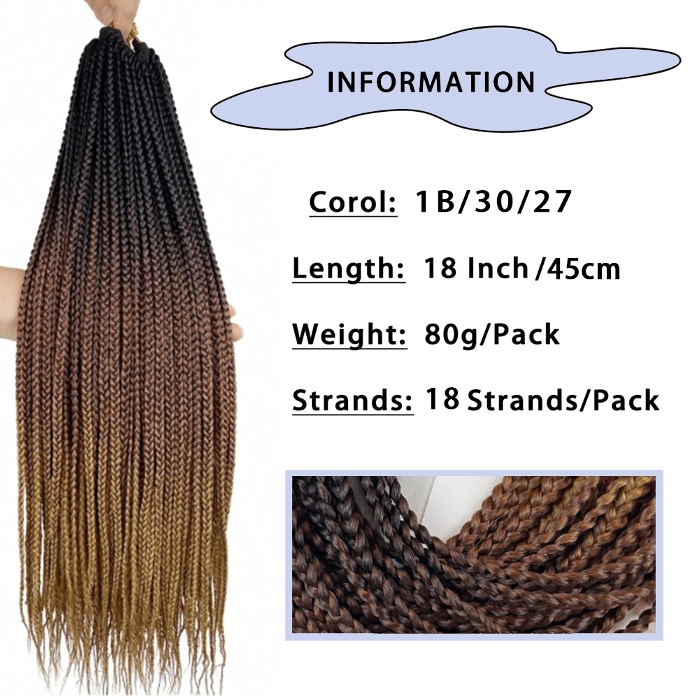 Braids กล่อง ผมโครเชต์ Braids ถักผมโครเชต์ก่อนคล้อง 3 แพ็ค Braids กล่อง ...