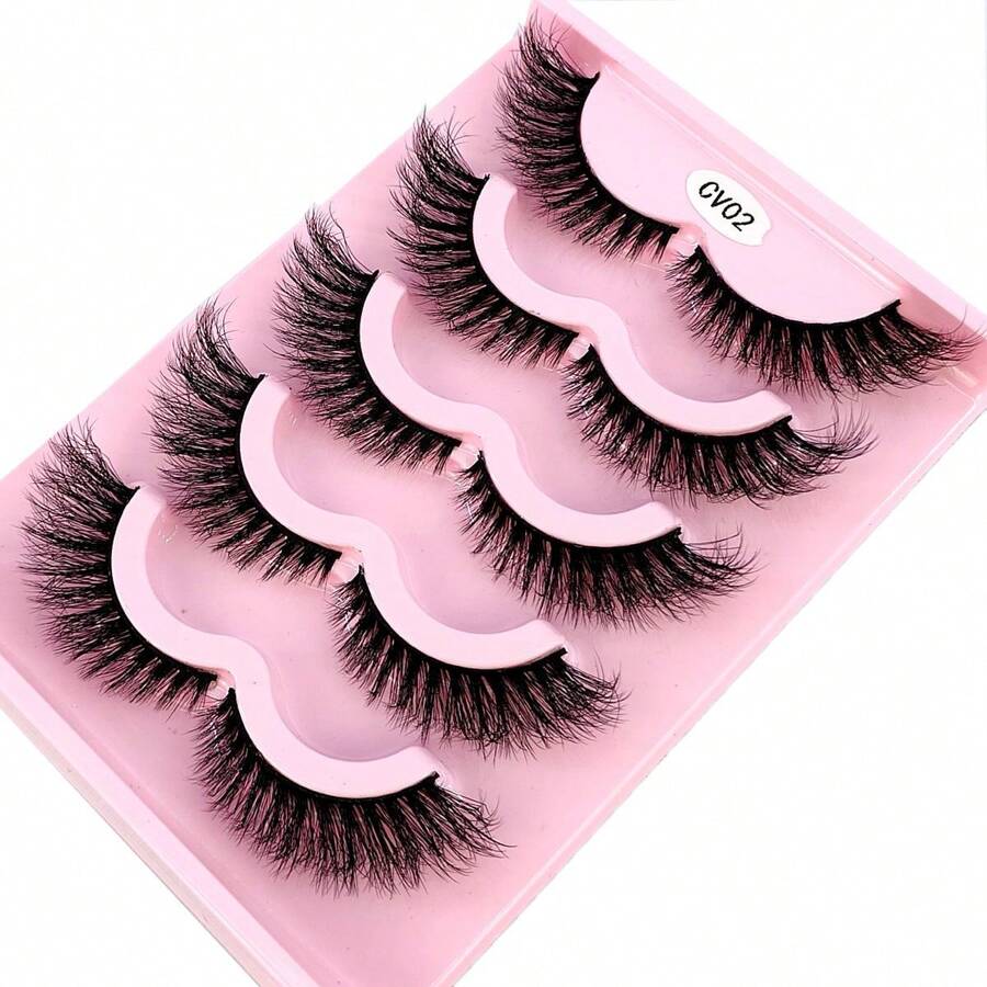 HBZGTLAD New 5 Pairs/Box Cross Flying Effect Fluffy False Eyelashes Cat ...
