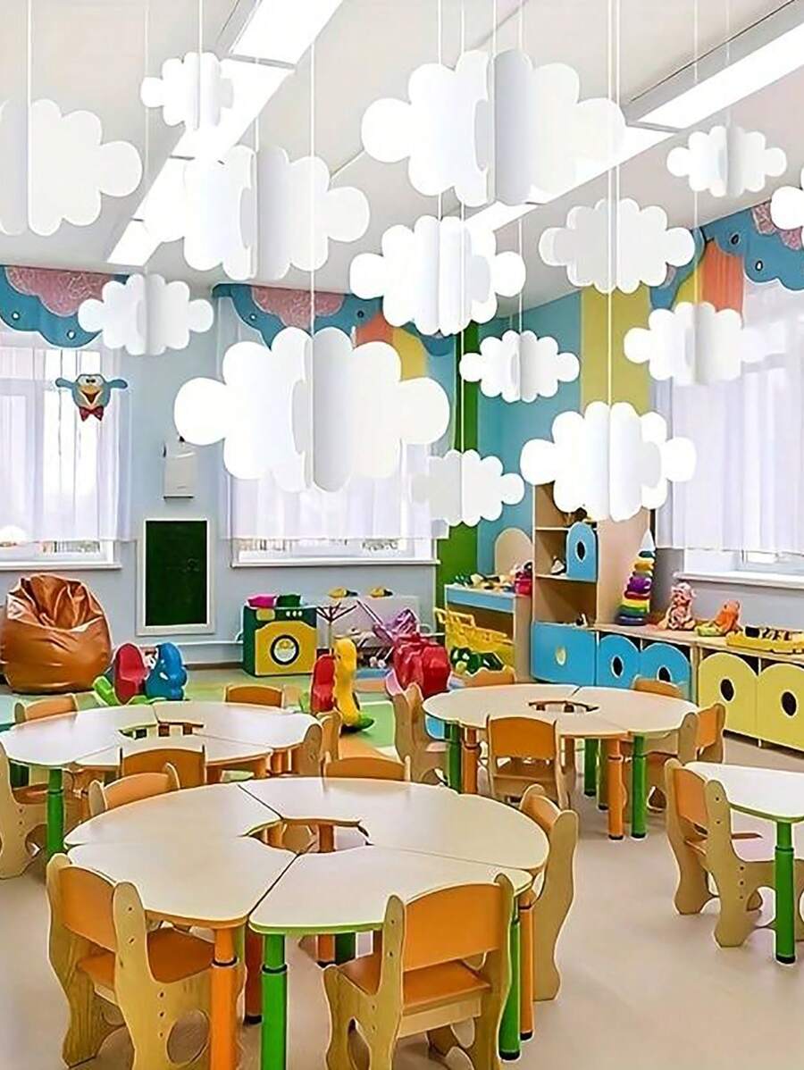 16pcs/Set 3D Cloud Shaped Ceiling Decoration, Felt Fake Cloud Hanging ...