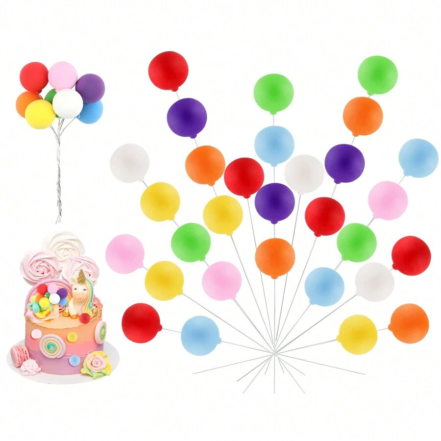 16 Pcs Rainbow Balls For Cakes Mini Rainbow Cake Topper Colorful Cake ...