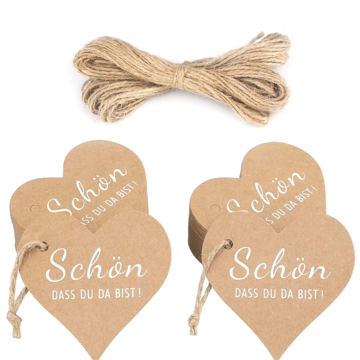 100pcs Heart Shaped Gift Tags With 20 Meters Jute Twine, DIY Paper ...