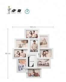 SONGMICS Collage Picture Frames, 10 Frames For 4x6 Photos, Collage Photo Frames For Wall, Multi ...