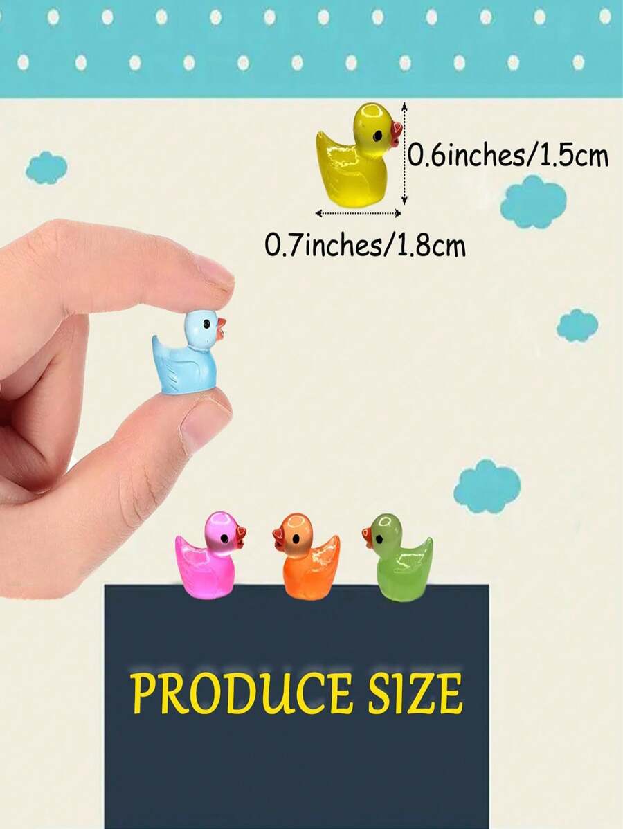 50/100 Pcs Mini Resin Ducks Luminous Tiny Ducks Miniature Duck Glow In ...