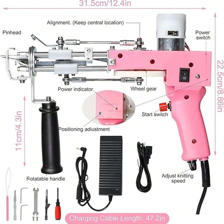 Handheld Rug Tufting Gun, 2 In 1 Cut Pile & Loop Pile Carpet Weaving ...