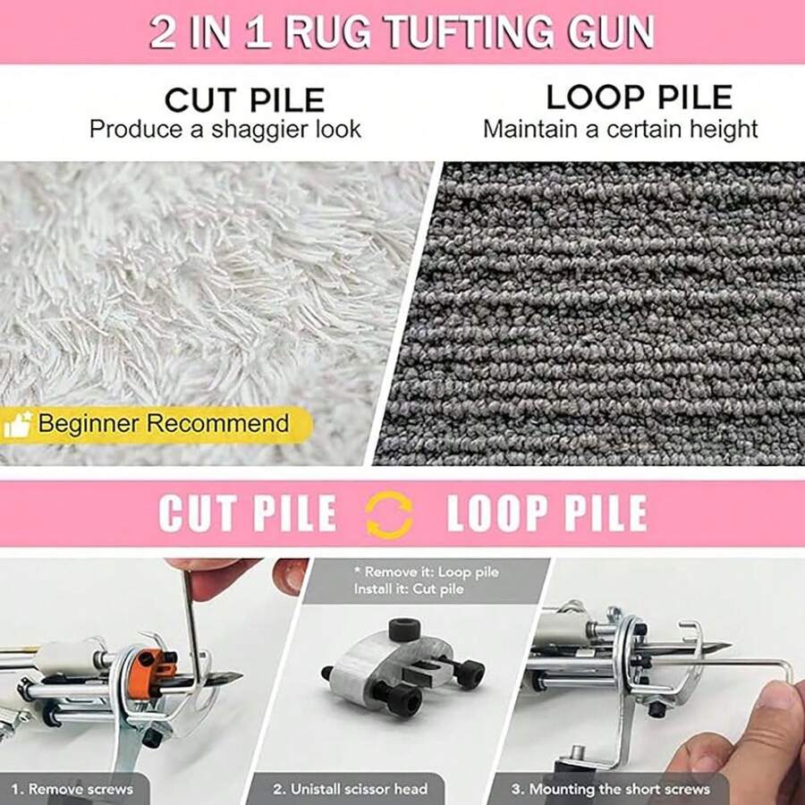 Handheld Rug Tufting Gun, 2 In 1 Cut Pile & Loop Pile Carpet Weaving ...