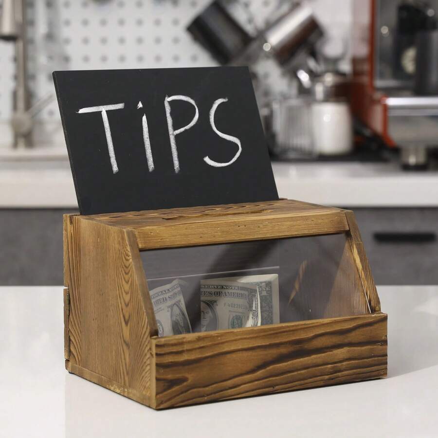 Brown Wood Tips And Suggestion Box With Lock, Comment Card Or Money Box ...