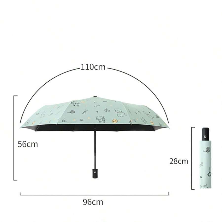 1pc 8 Ribs Tri-Fold Umbrella UV Protection Sunshade Umbrella, Foldable ...