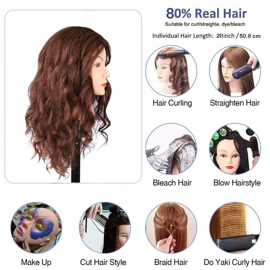 Brown Hair Mannequin Head With Mix Hair 20 Inch Styling Head ...