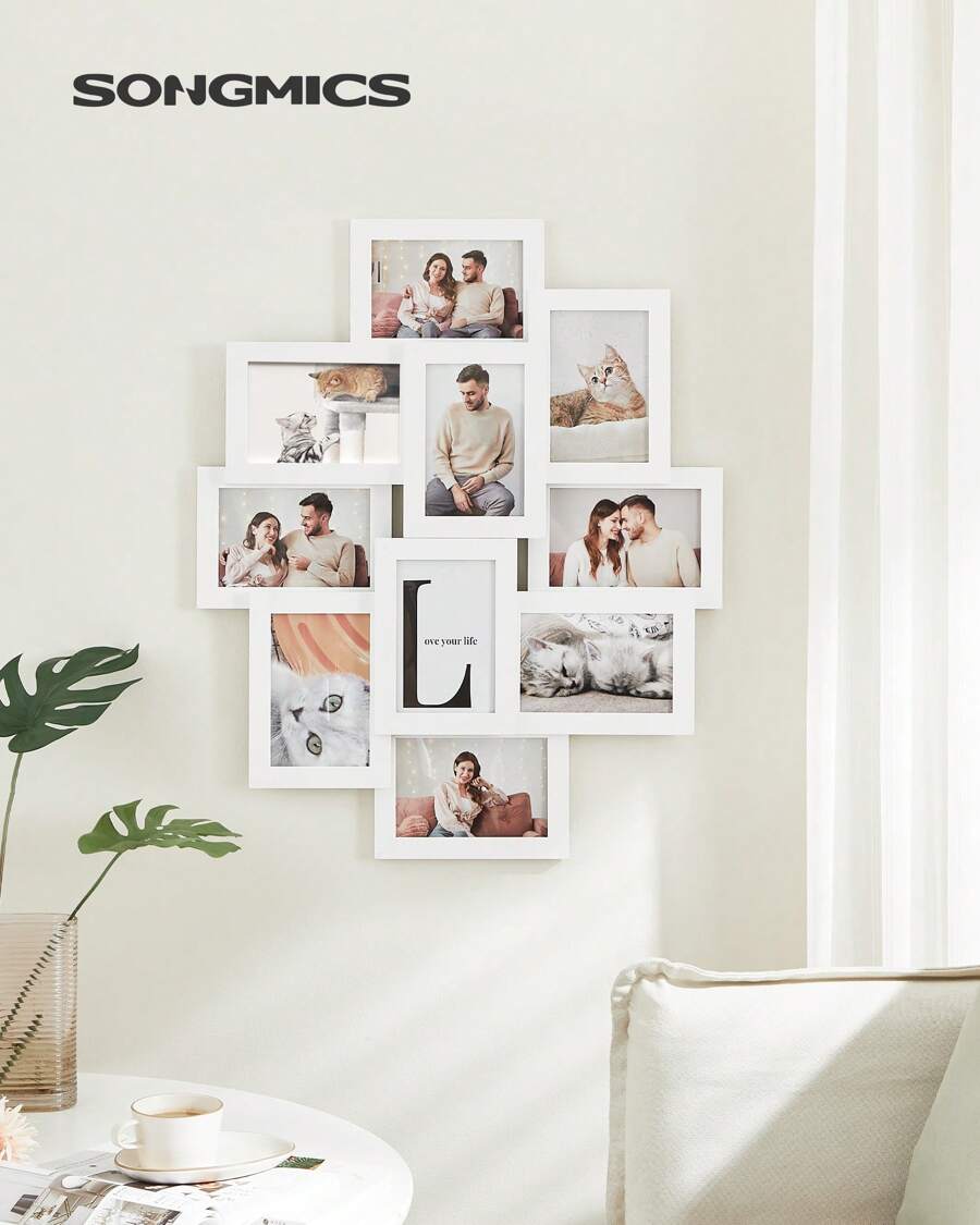 SONGMICS Collage Picture Frames, 10 Frames For 4x6 Photos, Collage ...
