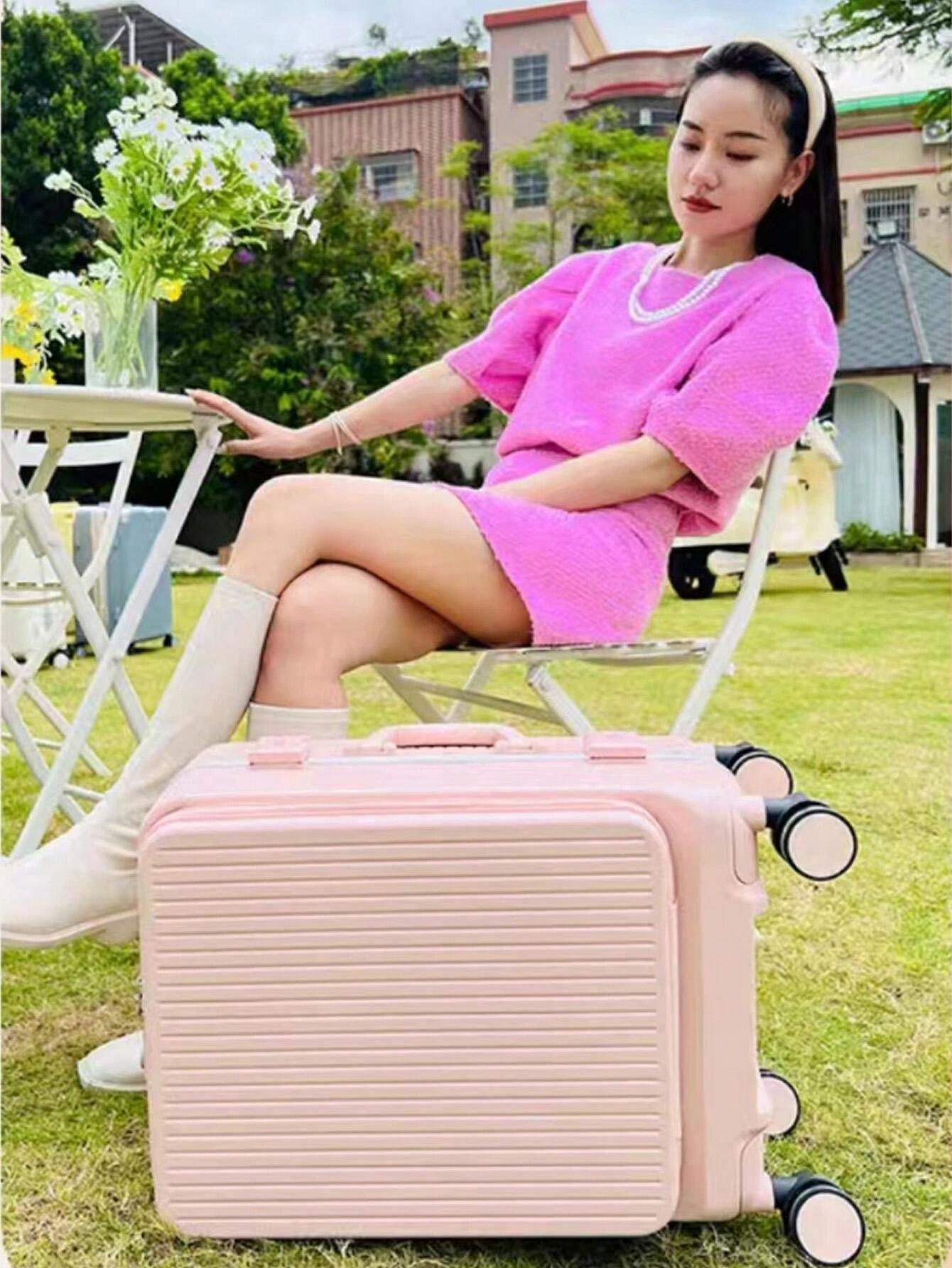 Equipaje de carrito rosa multifuncional de 20 pulgadas con gran ...