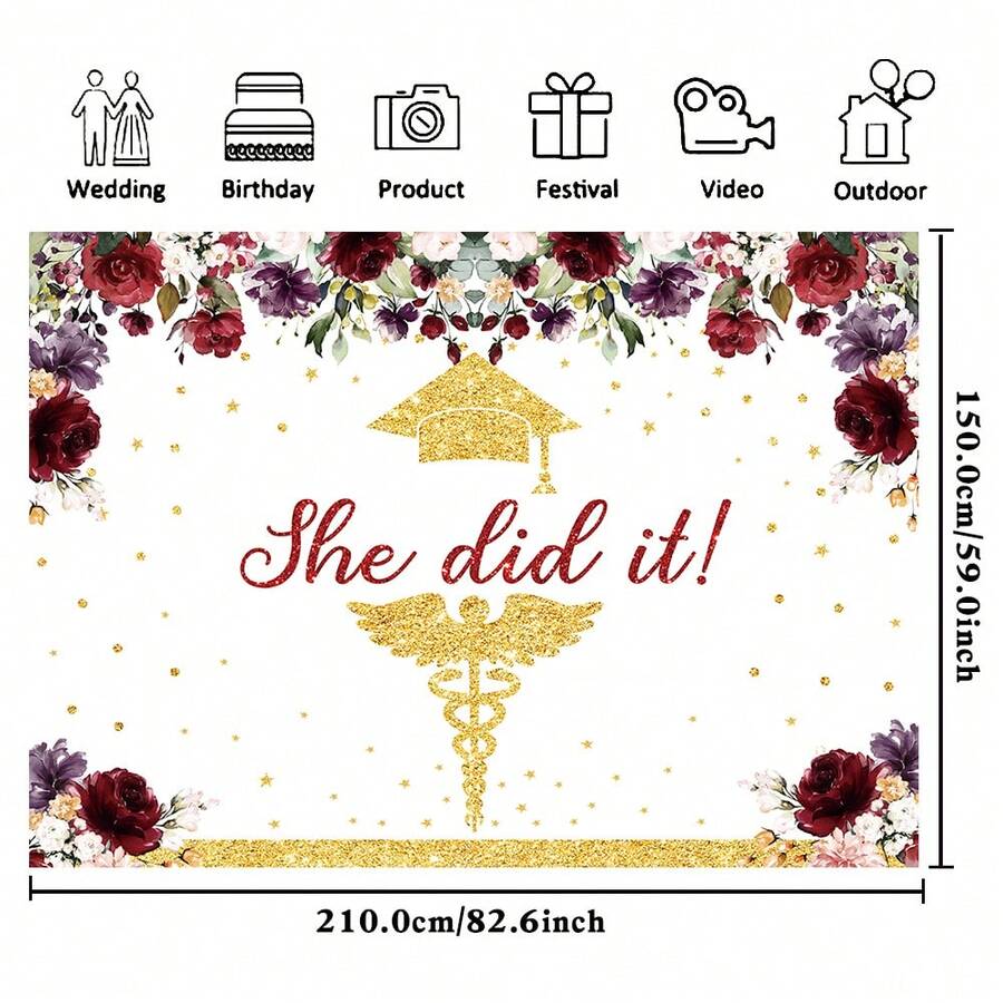 1pc Congratulations Nursing School Graduate Photography Backdrop, Vinyl ...